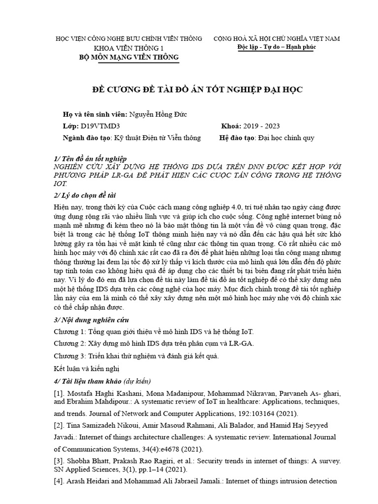 Mau 5 - Mau de Cuong de Tai Do An Tot Nghiep 2023 | PDF