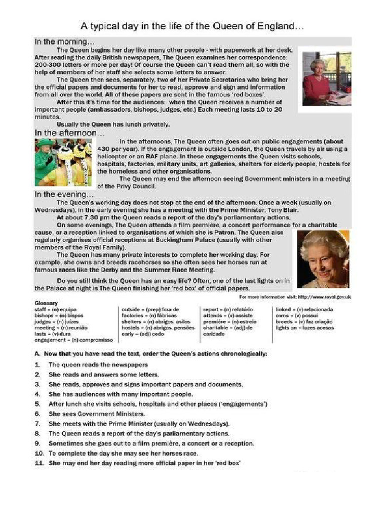 A Day in The Life of Queen Elizabeth | PDF