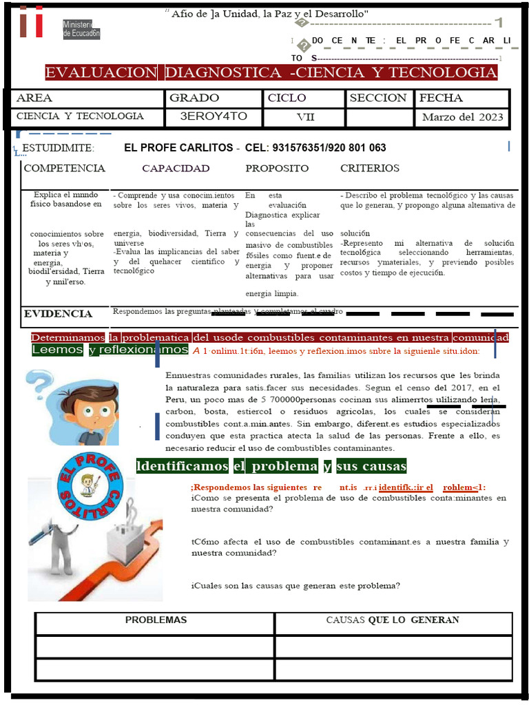 Evaluacion Diagnostica - 3ero y 4to Grado-Ciencia y Tecnologia - 00001 | PDF | Entorno natural ...