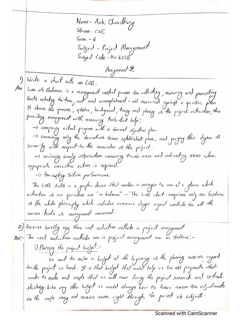 Anik Chowdhury (Project Management Assignment 2) | PDF