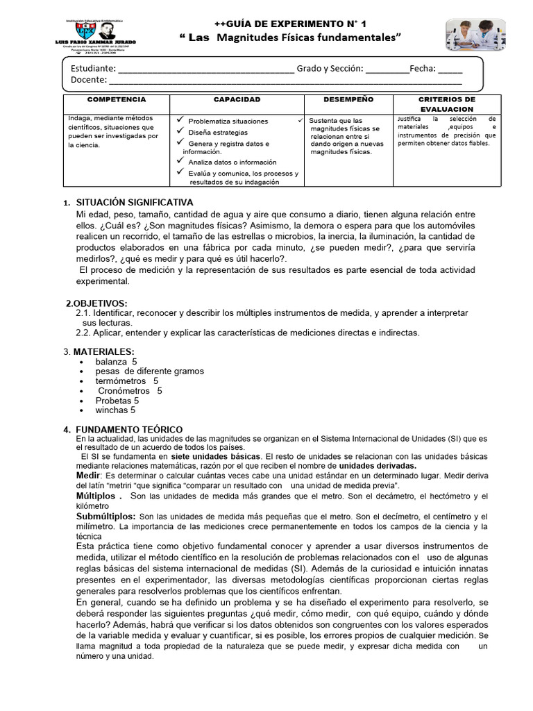 Guia de Experimento 2022 | PDF | Medición | Science
