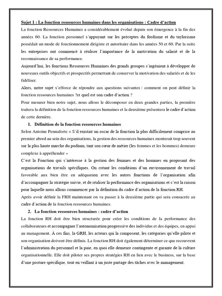 Évolution et Rôle des RH Modernes | PDF | Gestion des ressources ...