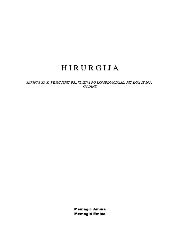 Hirurgija Završni Skripta Memagić | PDF