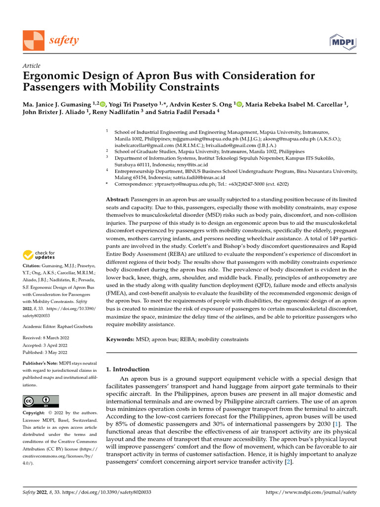 Ergonomic Design of Apron Bus With Consideration For | PDF | Public ...