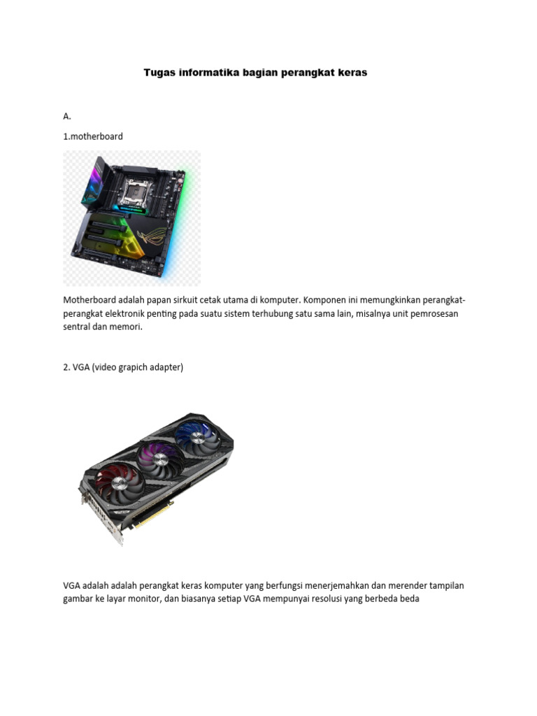Tugas Informatika Bagian Perangkat Keras | PDF | Komputer