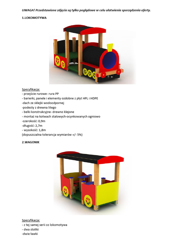 Specyfikacja Techniczna Urządzeń Placu Zabaw | PDF