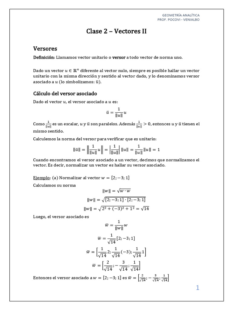 Clase 2 - Vectores II | PDF | Vector Euclidiano | Triángulo Clase 2 - Vectores II | PDF | Vector Euclidiano | Triángulo