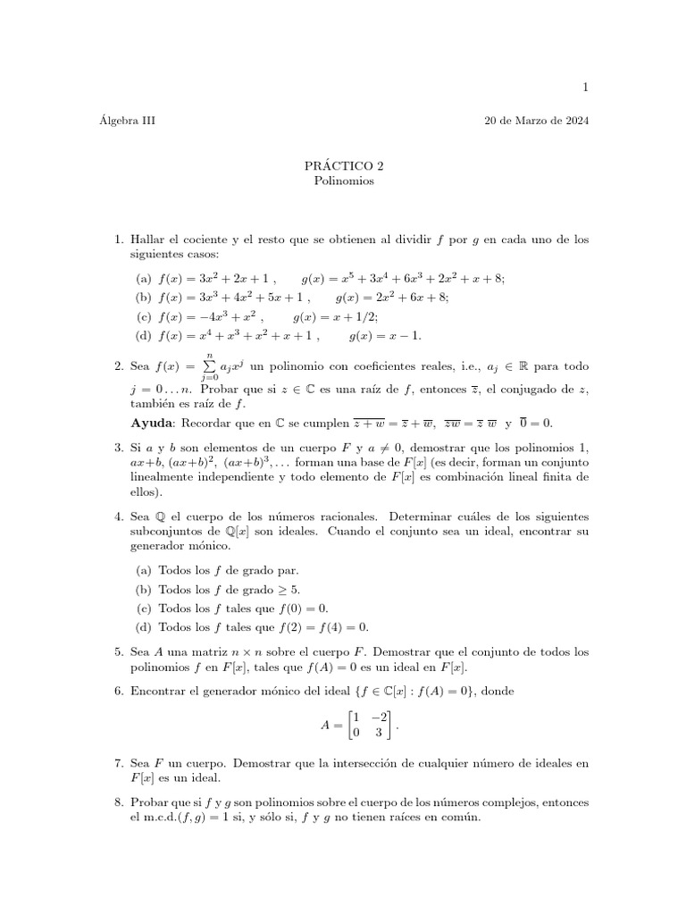 Practico 2 | PDF | Campo (Matemáticas) | Análisis matemático