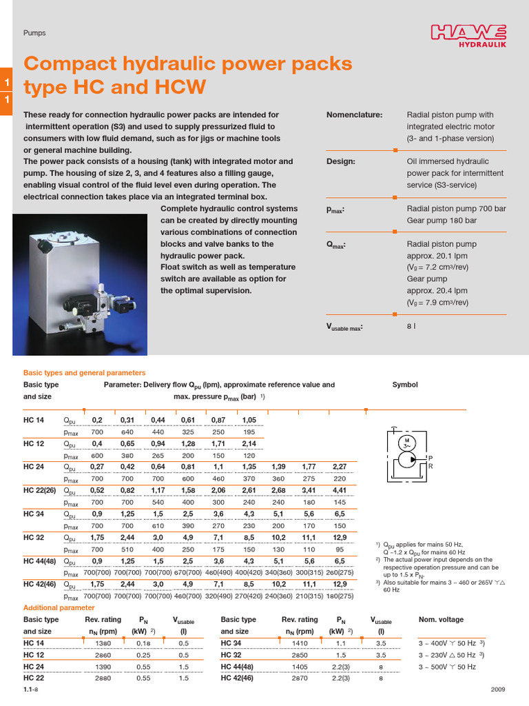 Compact Hydraulic Power Packs Type HC and HCW | PDF | Pump | Mechanical ...