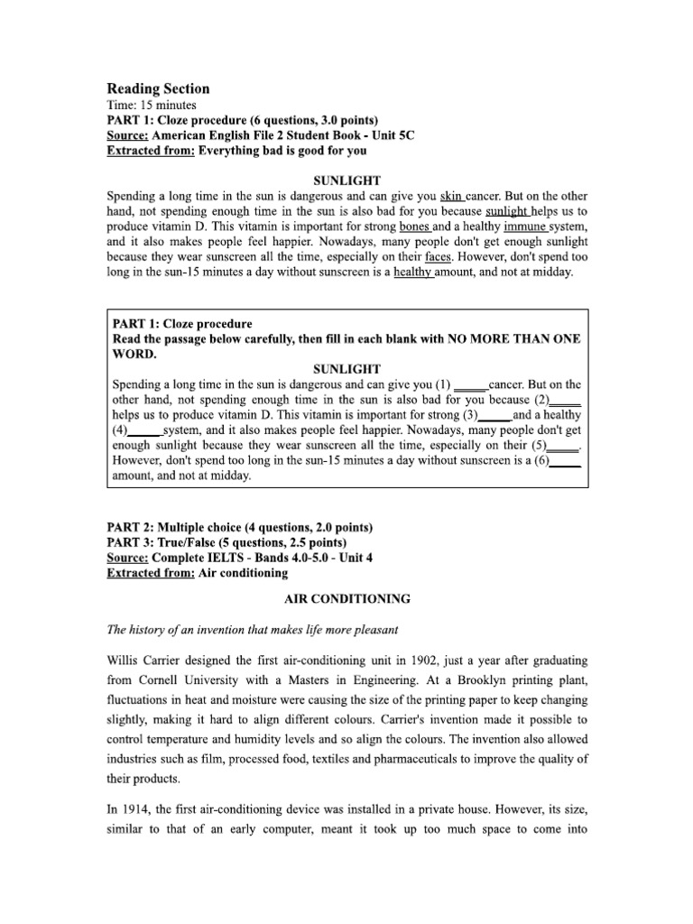 [Assessment] Reading Update | PDF