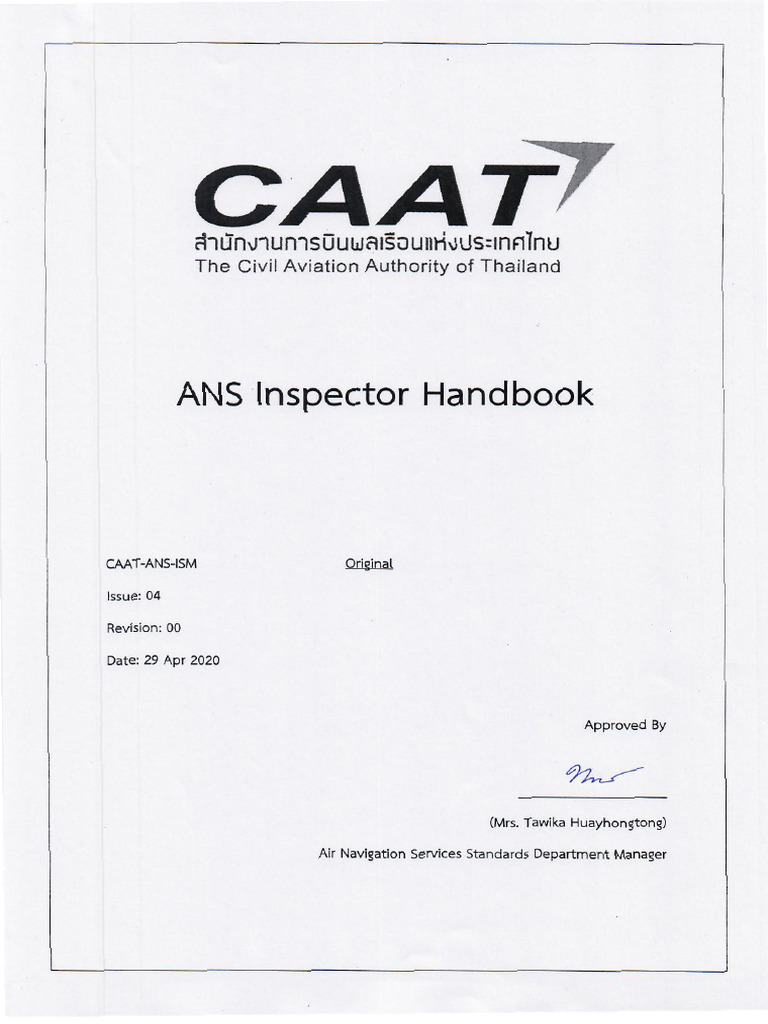 CAAT ANS Inspector Handbook PART 7 Guidance For Certification of ...