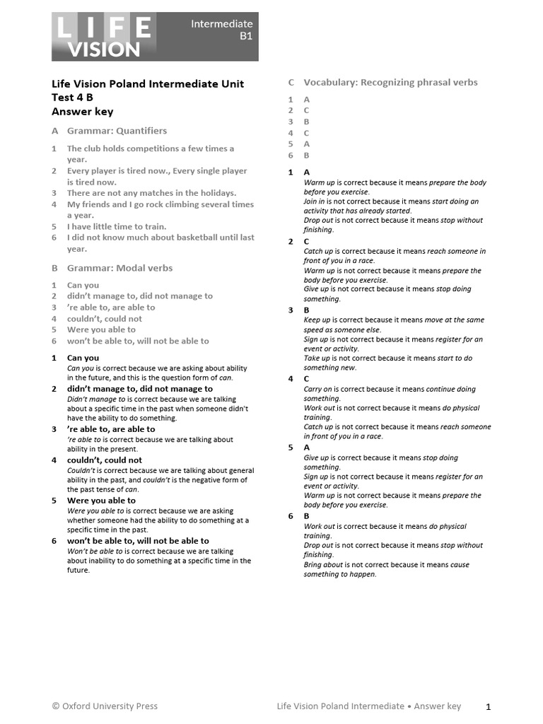 Life Vision Intermediate Unit 4 Answers | PDF | Sports | Referee