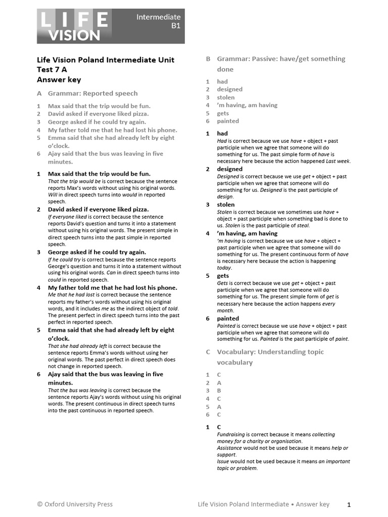 Odp Do UNIT 7 | PDF | Sentence (Linguistics) | Syntax