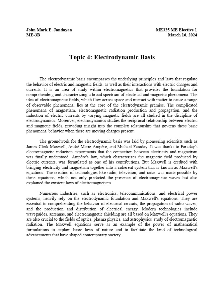 Jandayan-3B-Topic 4 | PDF | Electromagnetism | Maxwell's Equations