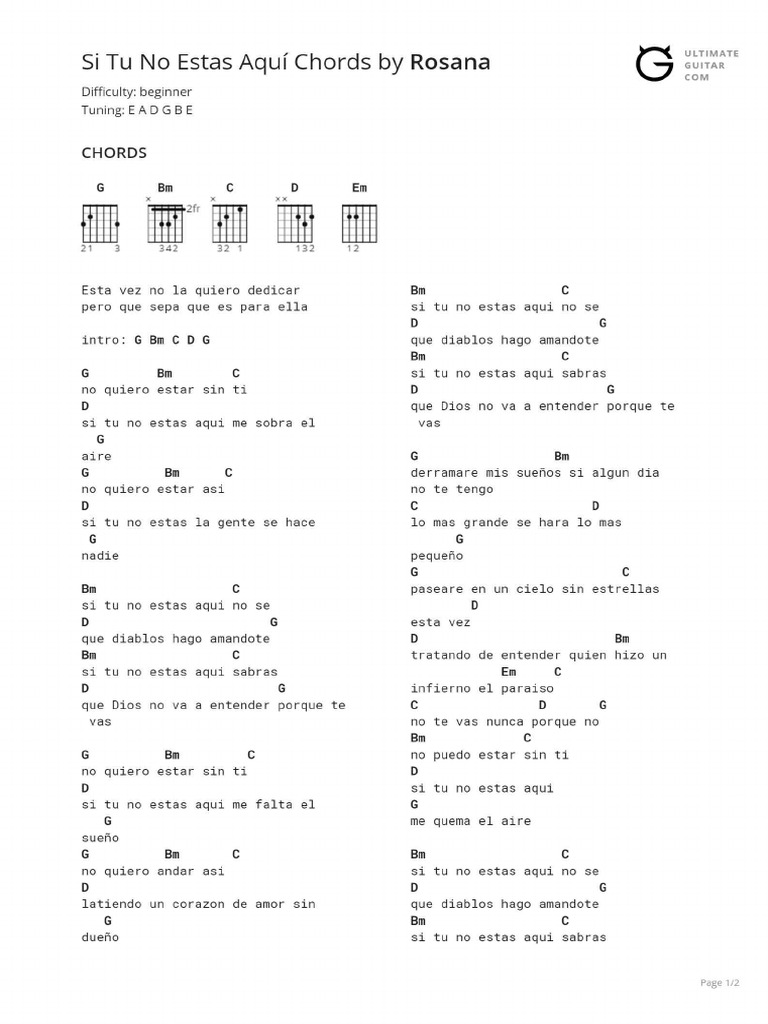 Si Tu No Estas Aquí Chords | PDF