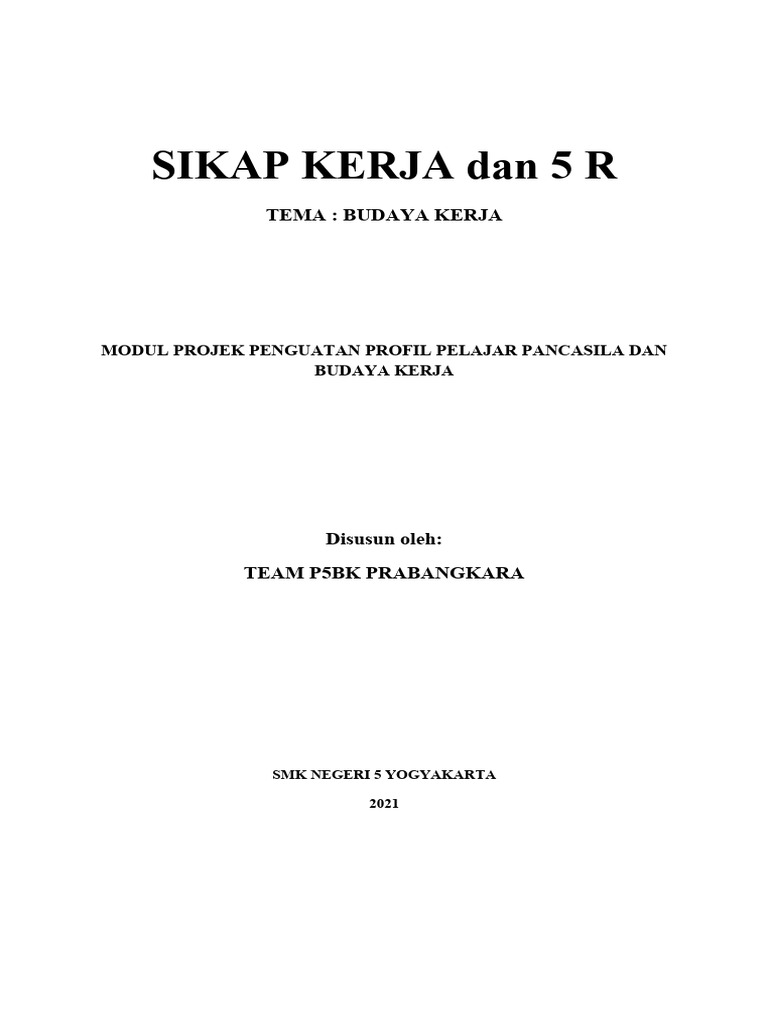 Modul Projek Budaya Kerja - p5bk Prabangkara (Sub Tema 5,6,10) | PDF
