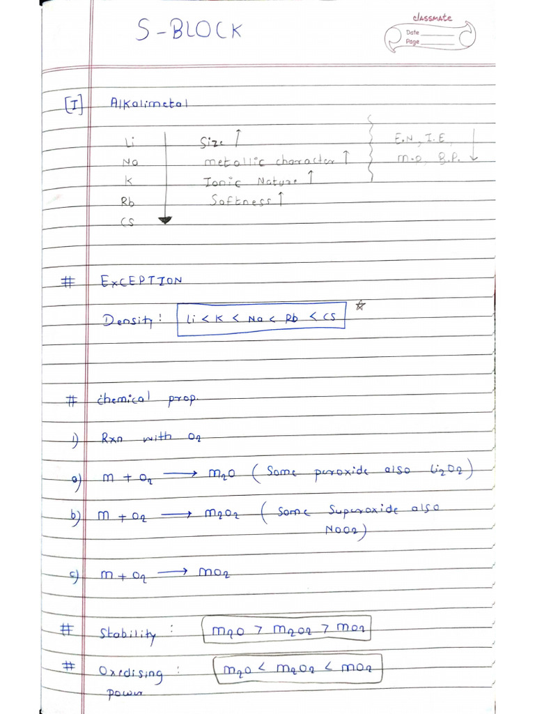 S-Block Elements Synopsis | PDF | Sets Of Chemical Elements