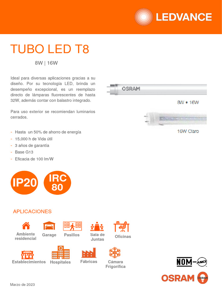 Ficha Tecnica LED STAR T8 G3 88408 88409 88410 88411 88412 88413 88414 88415 88416 88417 ...