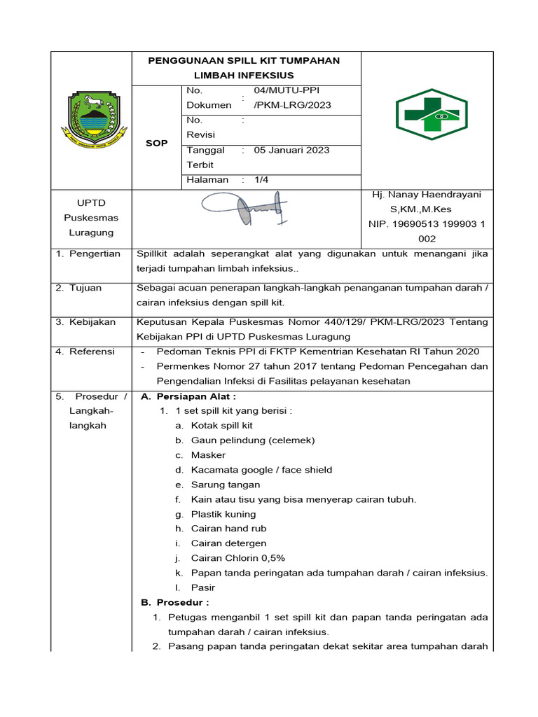 Sop Spill Kit Infeksius | PDF | Pengembangan Diri | Kesehatan Holistik