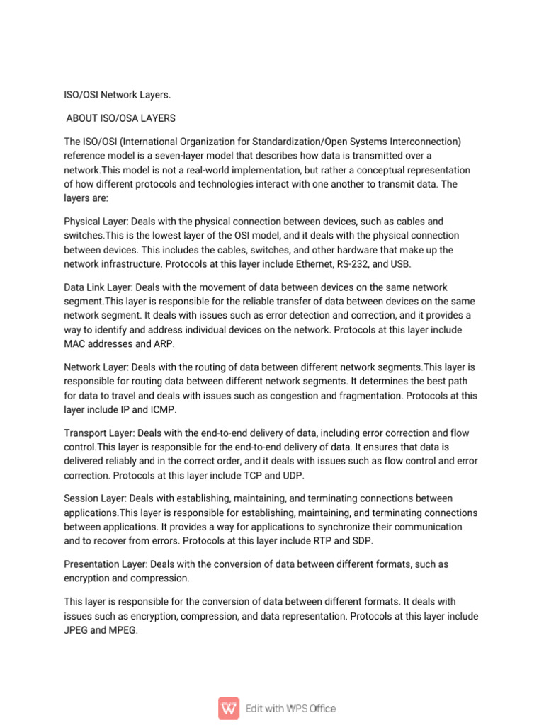 ISO - OSI Network-WPS Office | PDF | Osi Model | Computer Network