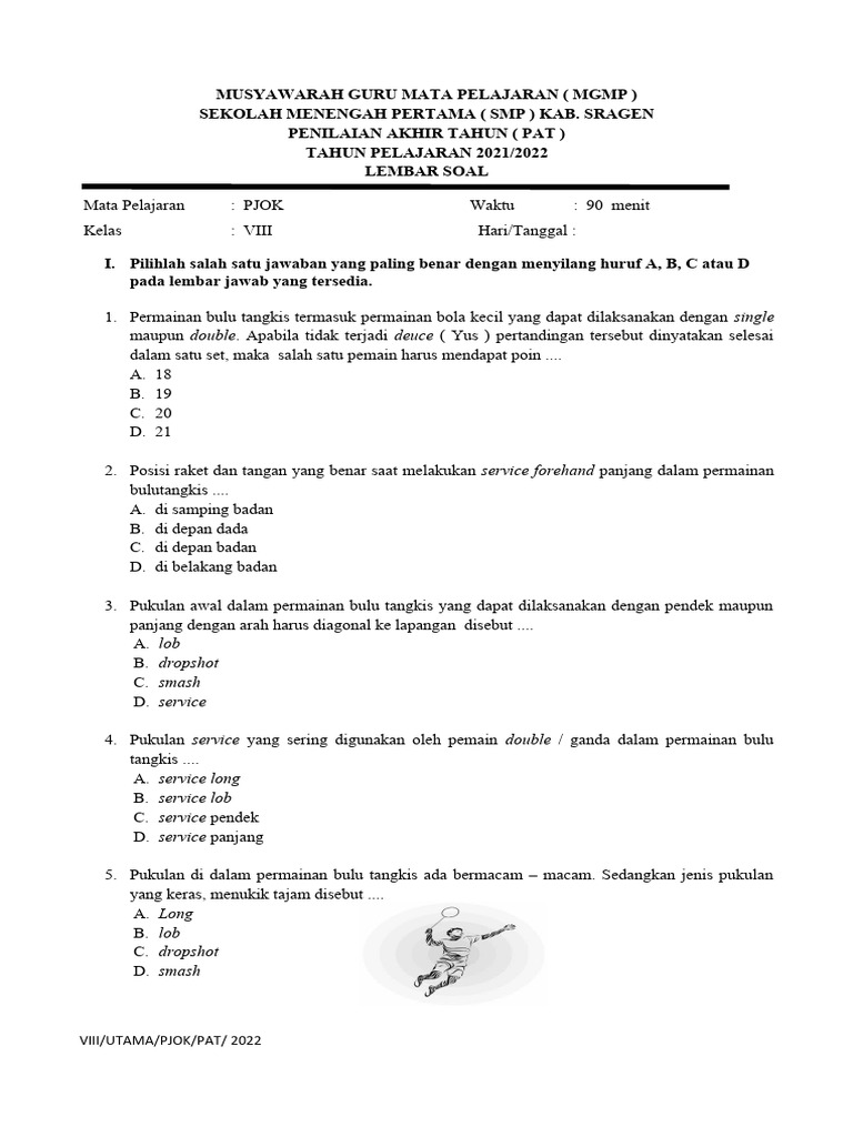 Soal Pat Kelas Viii Tahun 2022 Utama | PDF