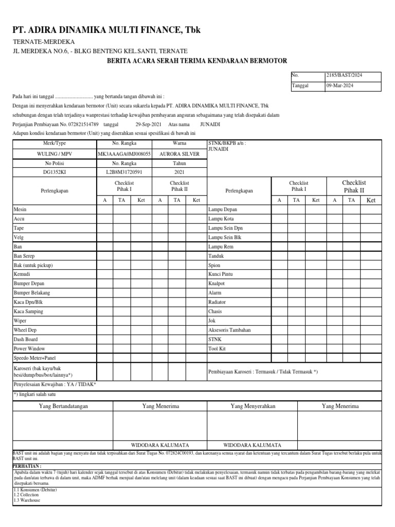 Cetak Bast Mobil | PDF