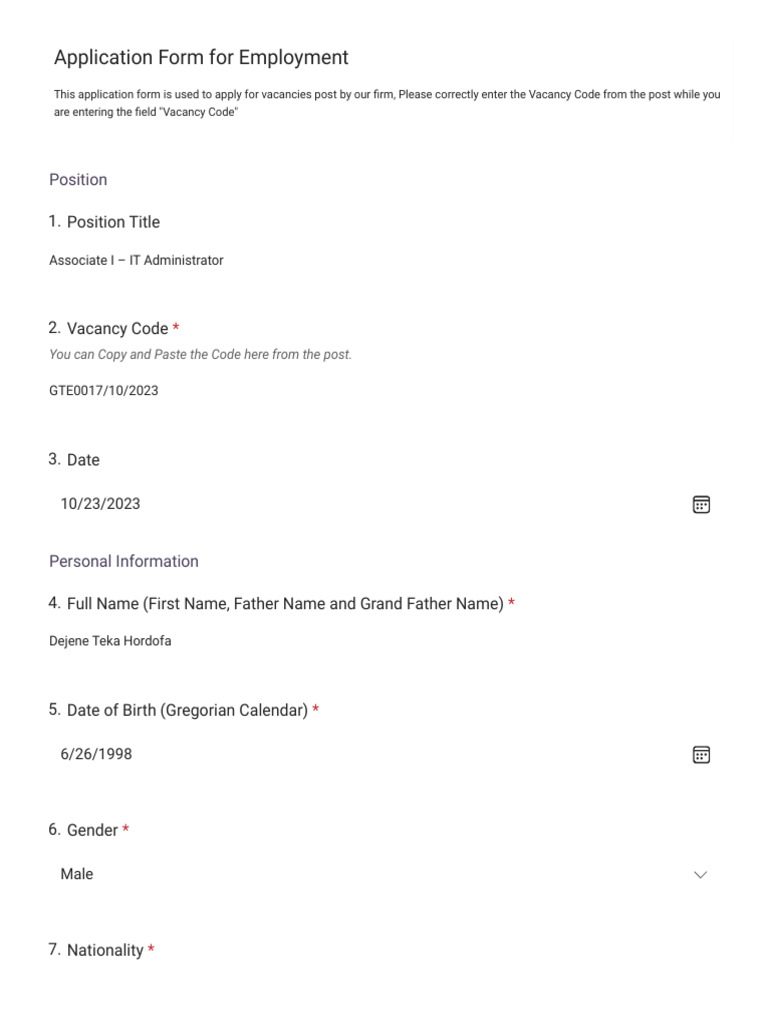 Application Form For Employment | PDF | Academic Degree | Bachelor's Degree