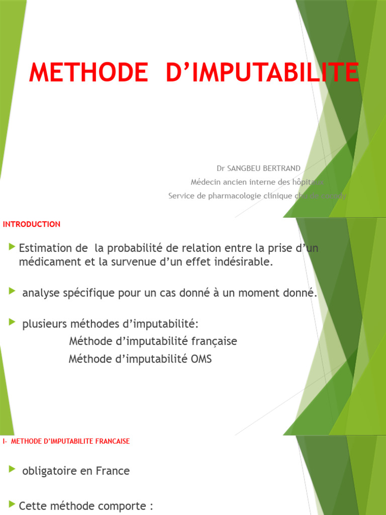 IMPUTABILITE | PDF | Pharmacologie | Effet indésirable