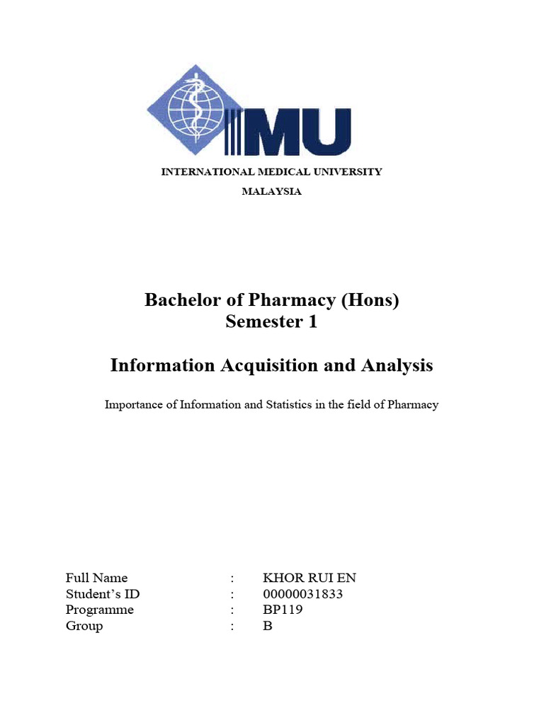 Importance of Information and Statistics in Field of Pharmacy ...