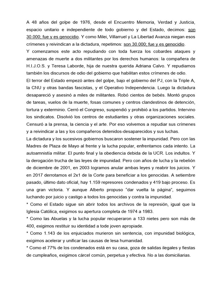 24M Encuentro Por Los DDDHH de Ayer y de Hoy | PDF | Mauricio Macri ...