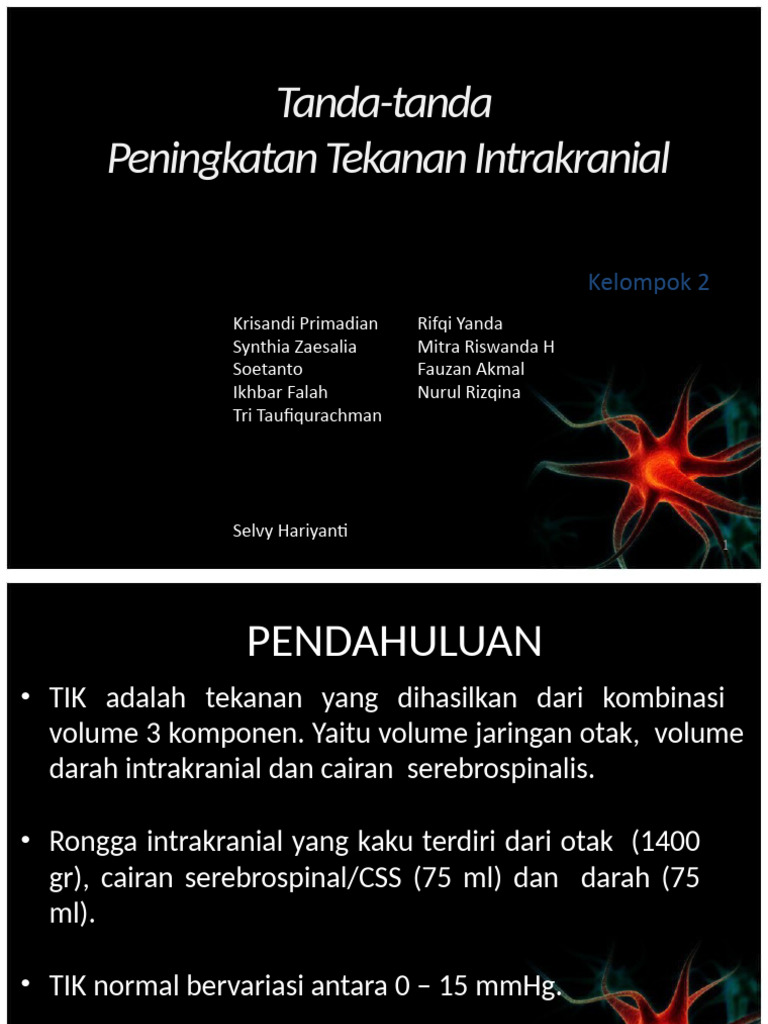 5.tanda Peningkatan Tekanan Intrakranial Kelompok 2 | PDF | Sains ...