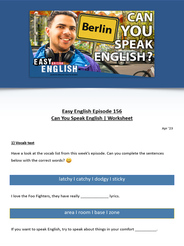 EE156 Worksheet Speak English | PDF | Linguistics | Languages