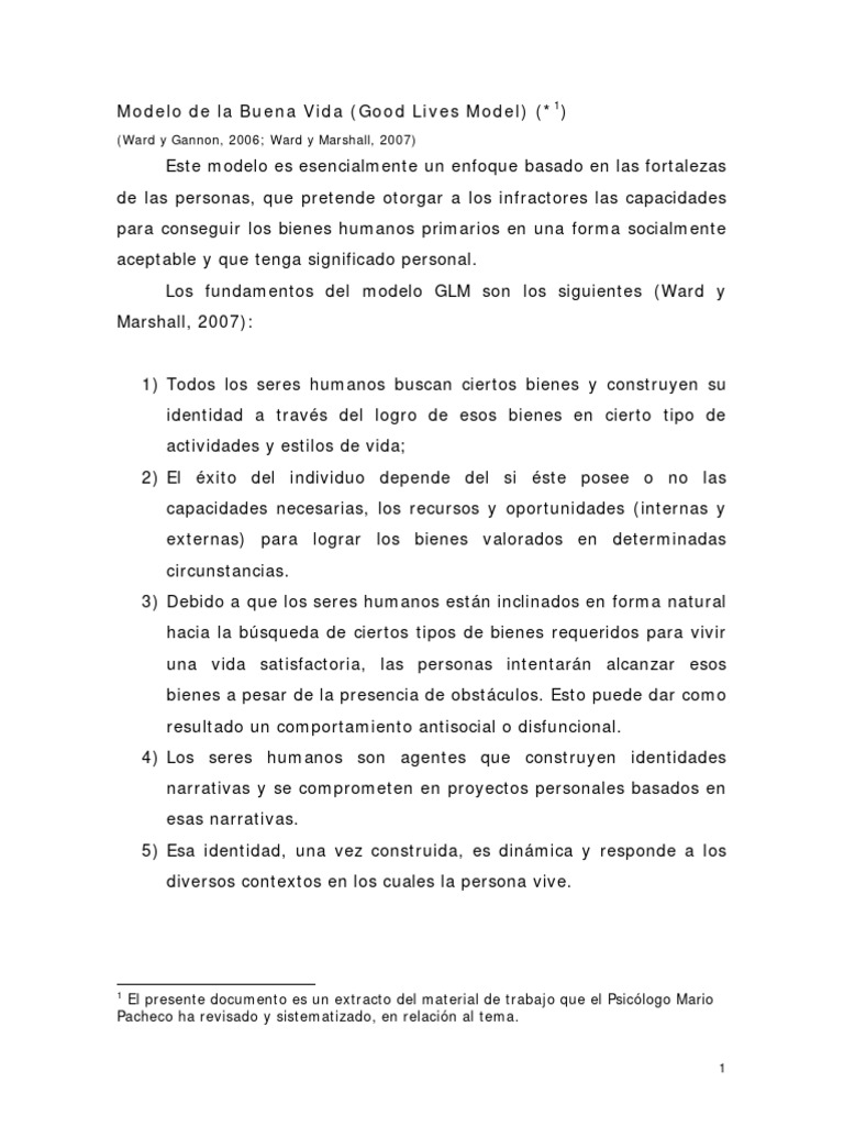 Modelo de la Buena Vida en Infractores | PDF | Violación | Violencia