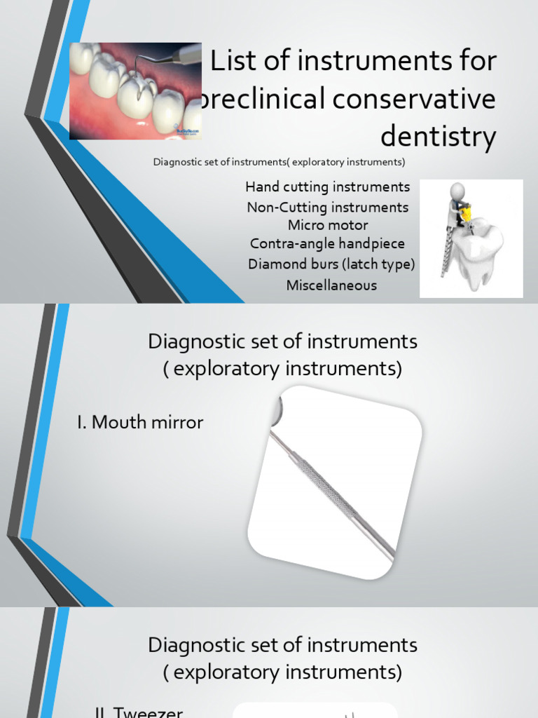 List of Instruments For Preclinical Conservative Dentistry | PDF ...