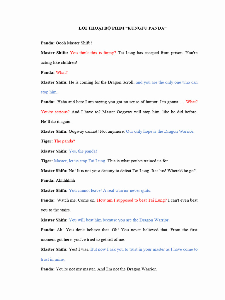 Kungfu Panda Subtitles | PDF
