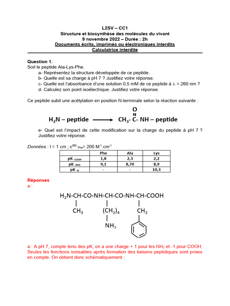 CC1 2022-2023 | PDF | Inhibiteur enzymatique | Enzyme