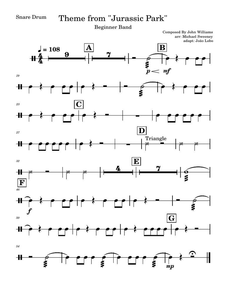 Jurassic Park-Snare - Drum | PDF