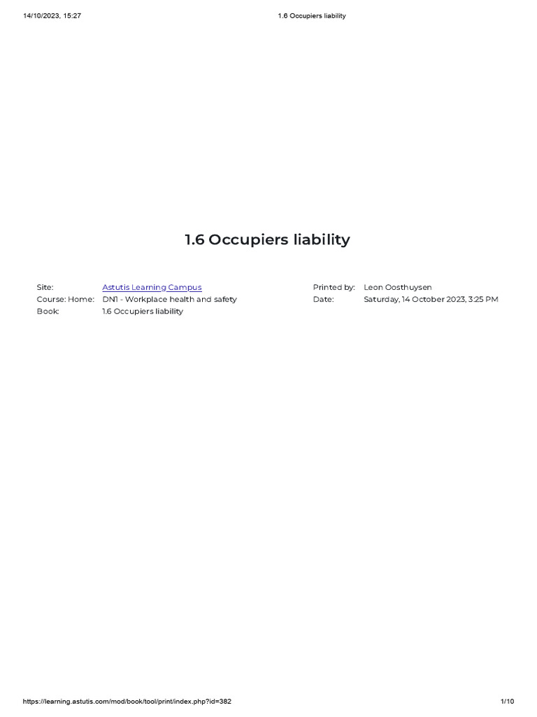 1.6 Occupiers Liability | PDF | Legal Liability | Private Law