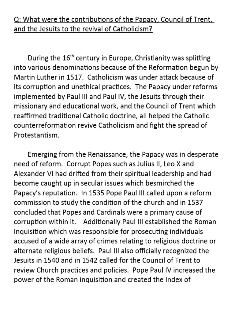 Sample Essay Reformation II | PDF | Catholic Church | Protestantism