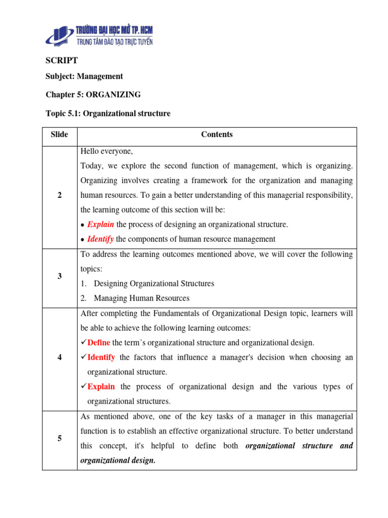 QTHTA - C5 - CD5.1 - Organizational Structure | PDF | Organizational ...