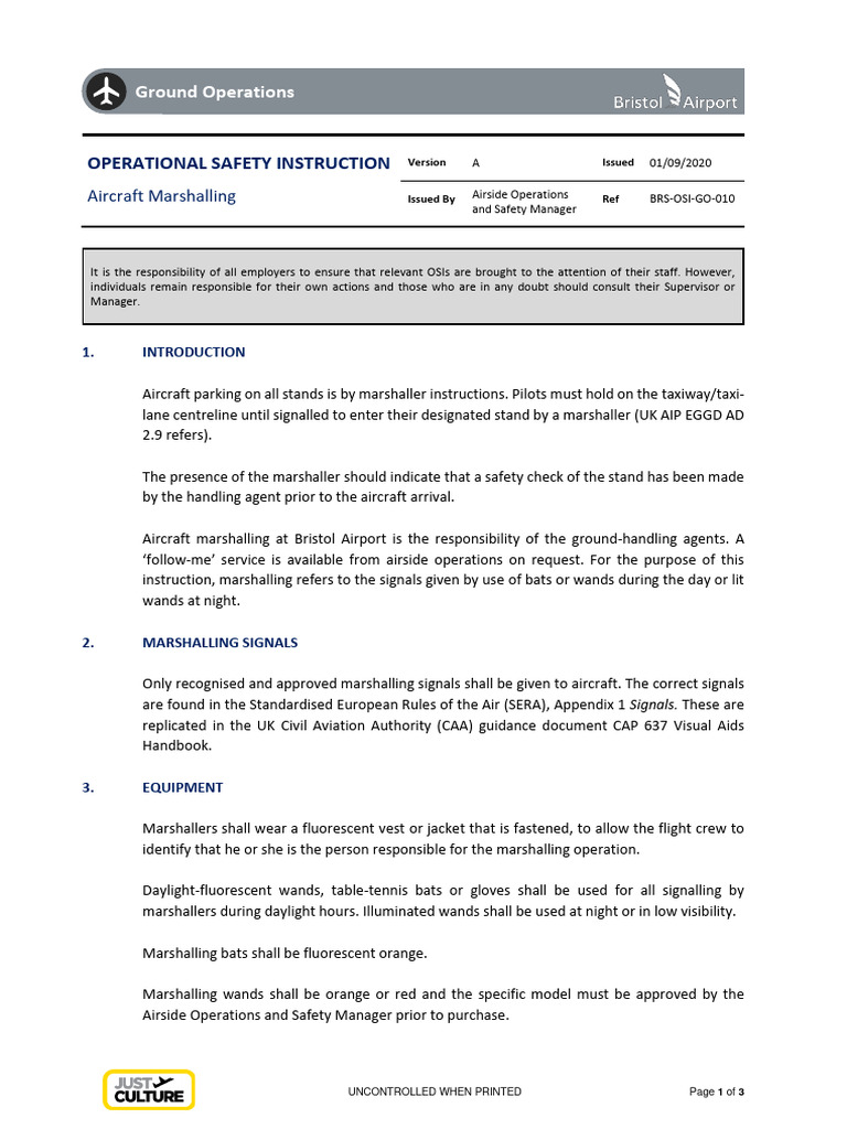 Brs Osi Go 010 Aircraft Marshalling | PDF | Airport | Aviation