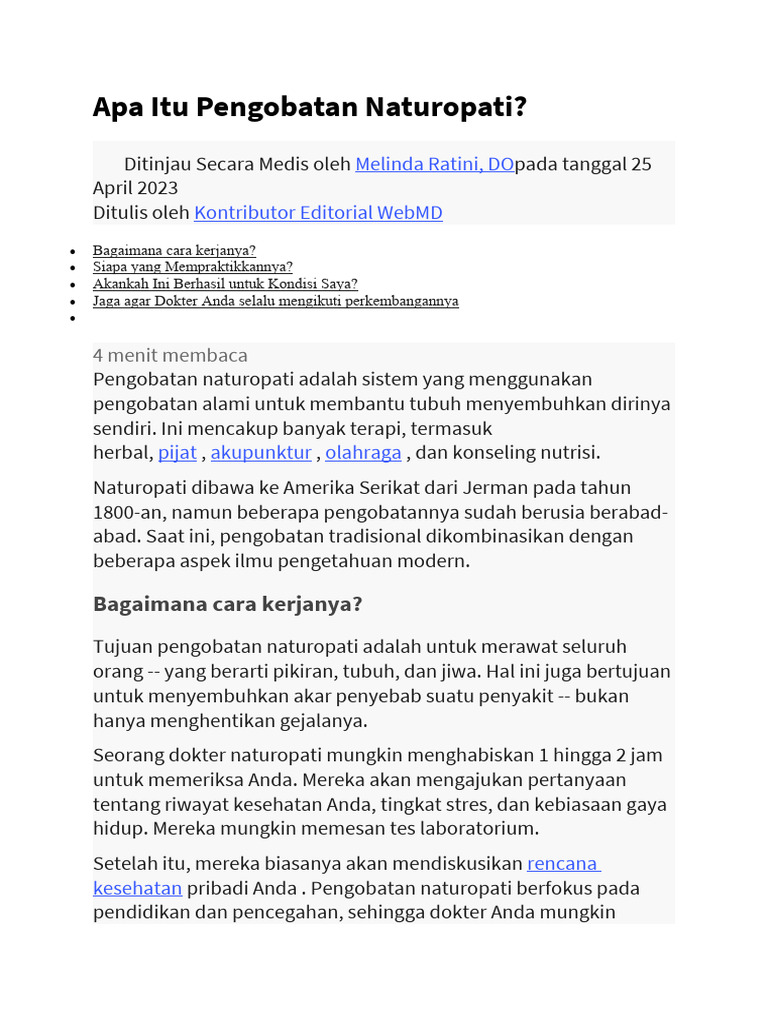 Panduan Lengkap Pengobatan Naturopati | PDF | Kesehatan Holistik