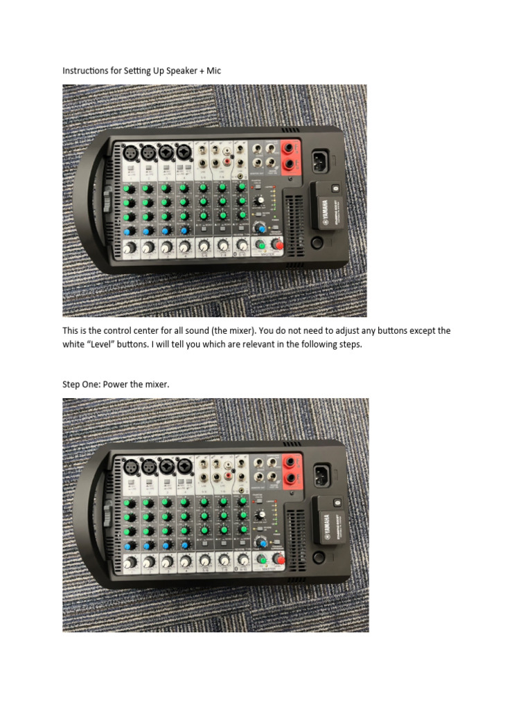 Speakers and Microphone Set Up Instructions | PDF Speakers and Microphone Set Up Instructions | PDF