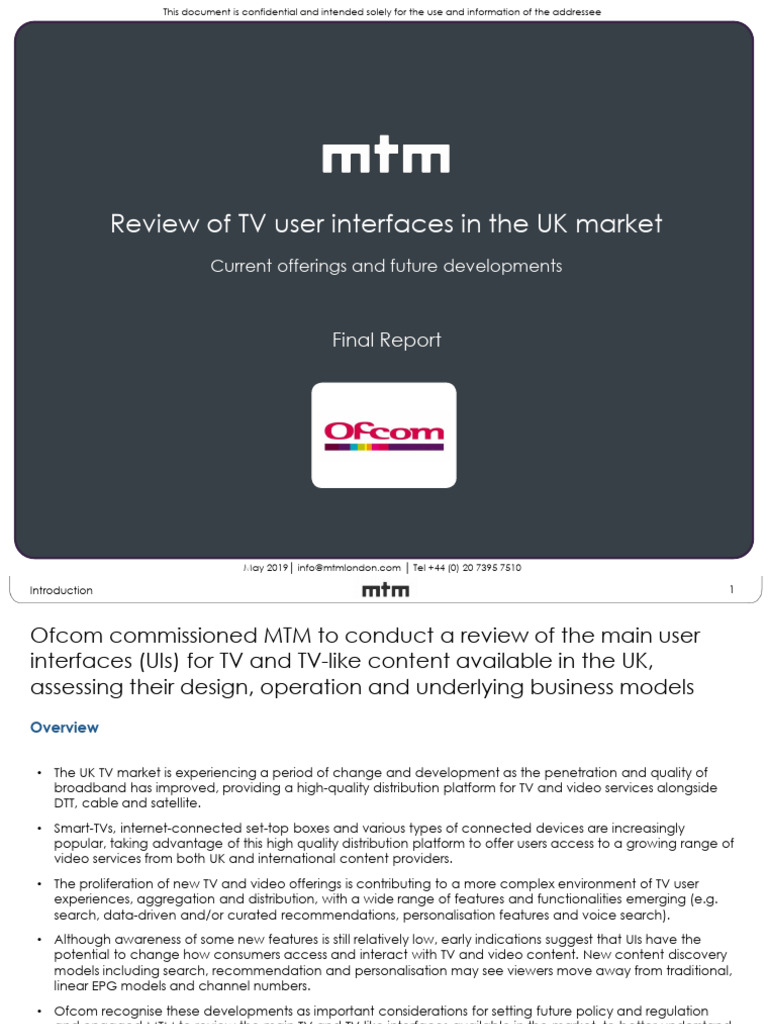 UK TV UI Review for Ofcom | PDF