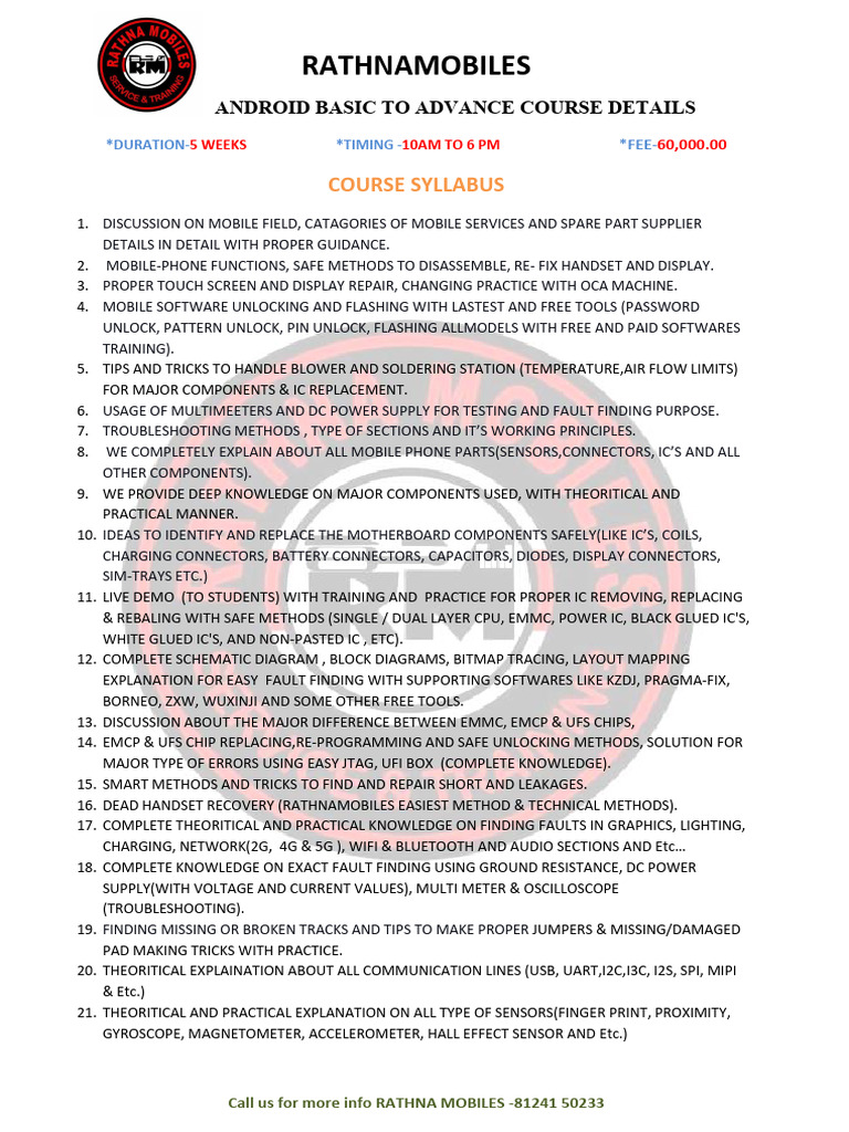 Android Basic Course Details | PDF | Electrical Engineering | Electronics