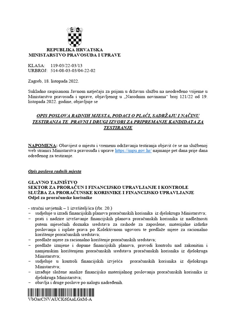 MPU - Opis Poslova | PDF