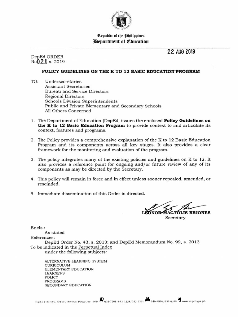 DepEd Guidelines 1 | PDF
