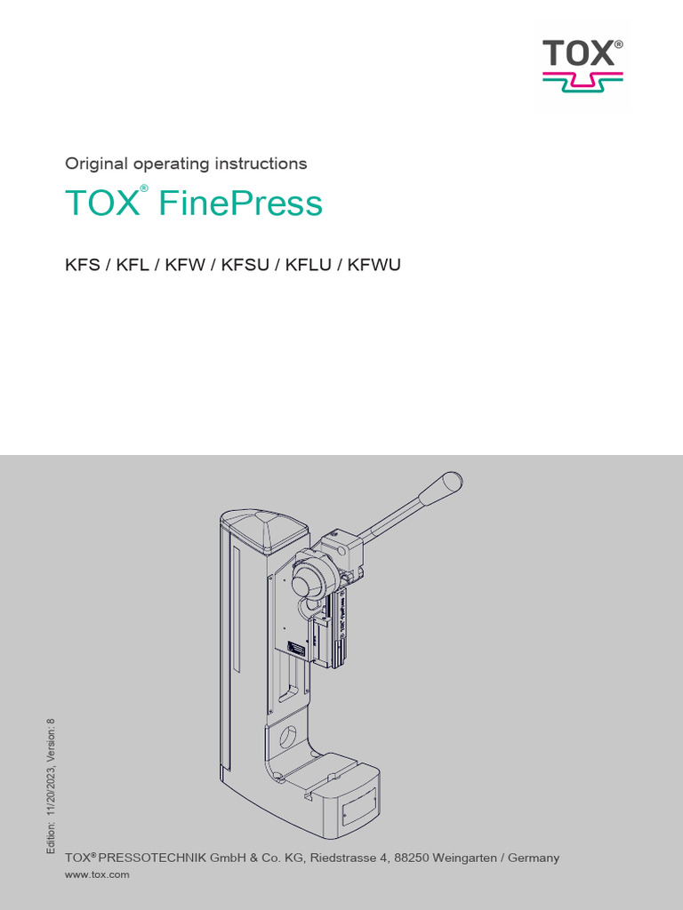 Tox Manual Finepress Kfs KFL KFW Kfsu Kflu Kfwu en | PDF | Electrician ...
