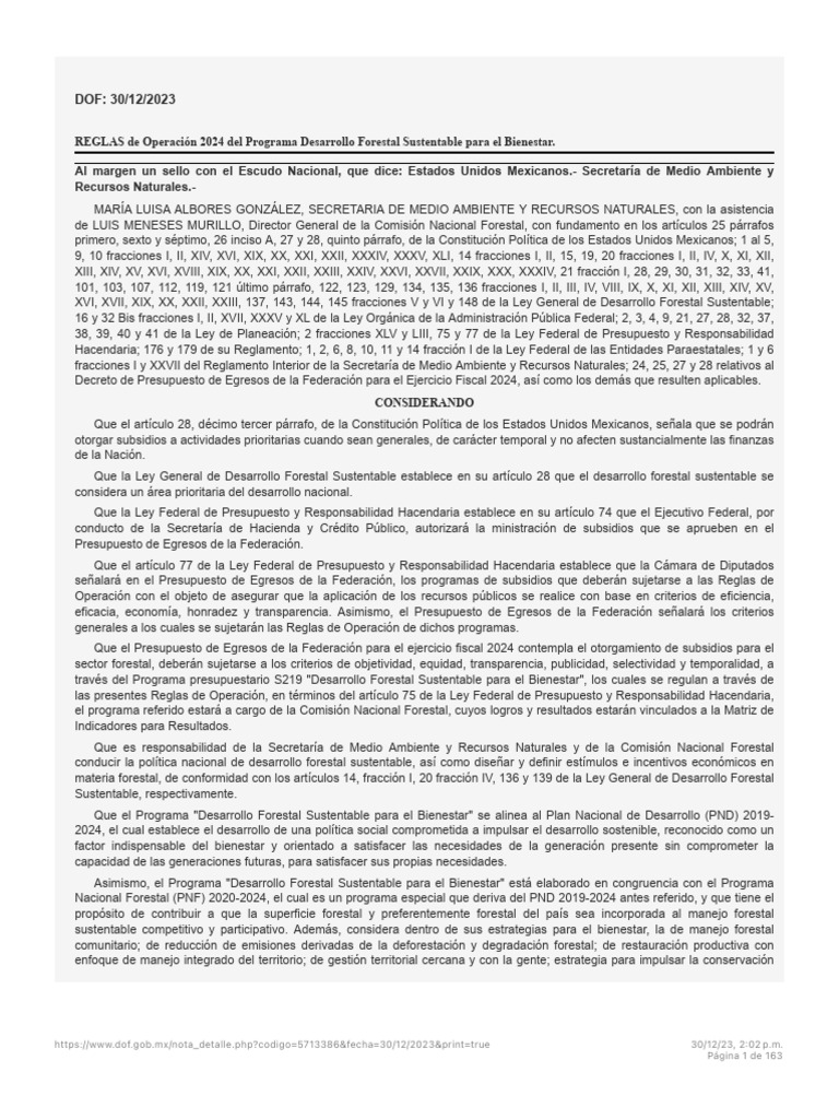 Reglas de Operación 2024 | PDF | Los bosques | Mitigación del cambio climático