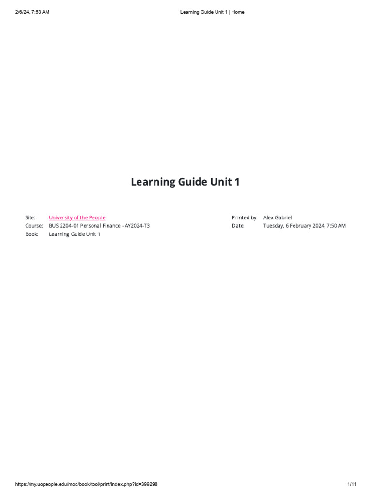 Learning Guide Unit 1 - Home | PDF | Learning | Thought